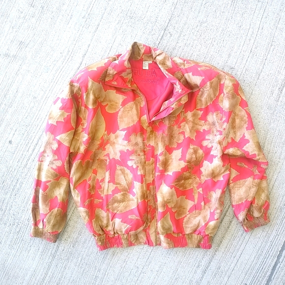 Fuda International | Tops | Fuda L Silk Vintage 9s Orange Red Tan Fall ...